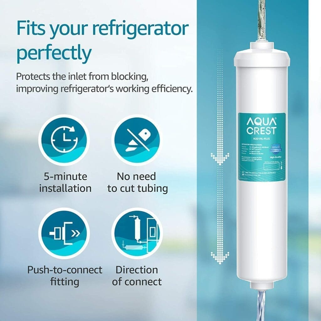 Aquacrest Active Carbon In-Line Water Filter for Refrigerator